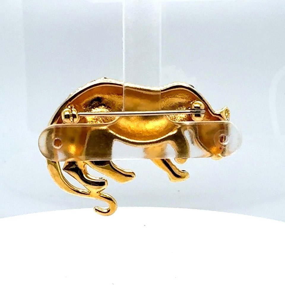 JL Aldenkamp Crystal Jaguar Pin With Black Dots and Green Eyes | eBay