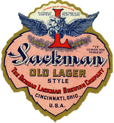 LACKMAN LAGER BEER LABEL T SHIRT CINCINNATI OHIO SIZES SMALL-XXXLARGE ...