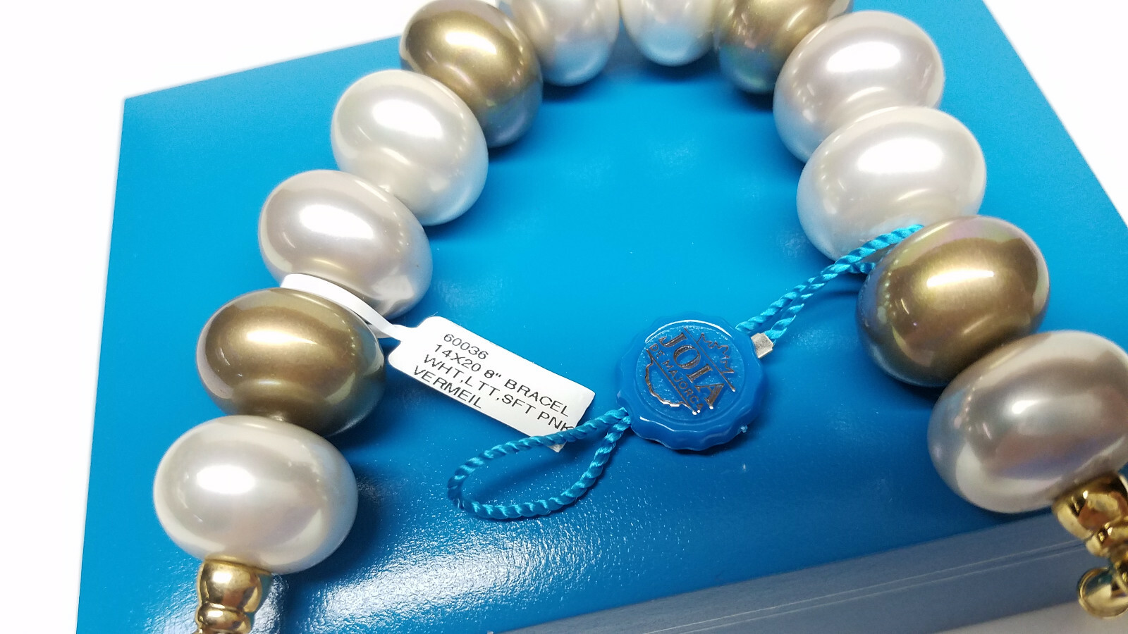 GORGEOUS JOIA De MAJORCA BIG PEARL 20 mm GOLD VERMEIL LADY BRACELET 8 ...