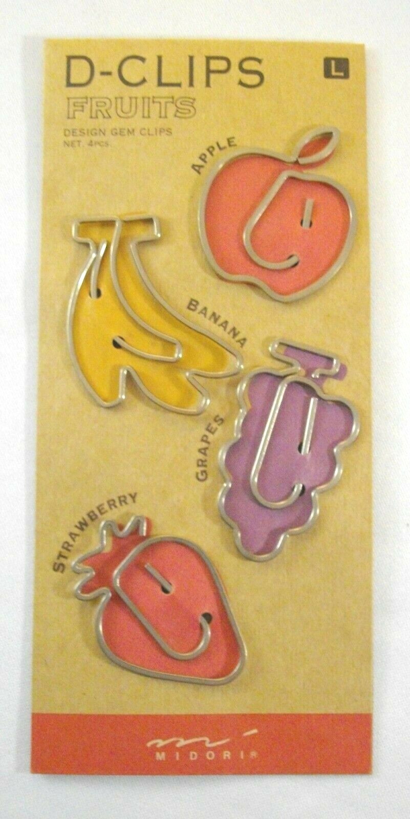 Paper clips Midori D-Clips Large Silver Color METAL card of 4 fun ...