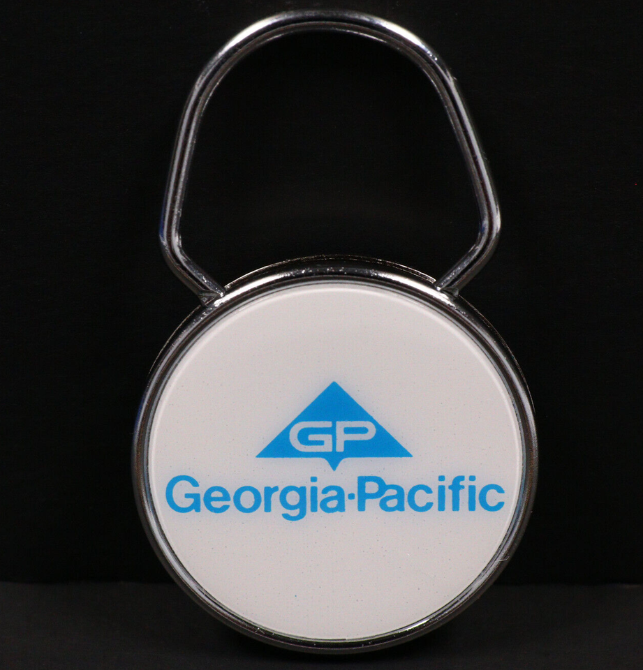 Georgia Pacific GP Keychain Vintage Snap Keyring White Blue 1-9/16" Key ...