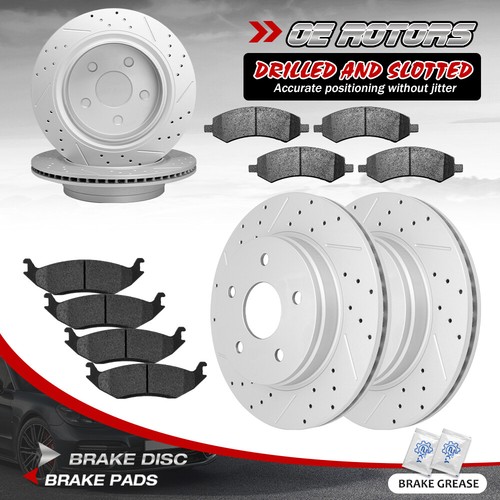 Front & Rear Drilled Rotors + Brake Pads kits for 2006-2018 Dodge Ram ...