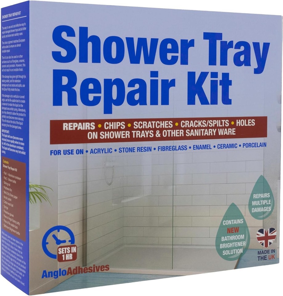Shower Tray Repair Kit.Repairs Cracks, Splits & Leaking Damages in ...