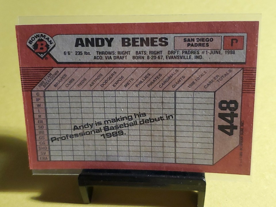 1989 Bowman #448 Andy Benes Padres RC Rookie Card | eBay