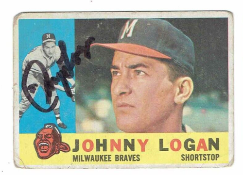 1960 Topps #205 JOHNNY LOGAN Milwaukee Braves Autographed Baseball Card ...