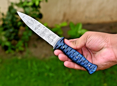 HAND MADE DAMASCUS BOOT KNIFE FORGED DAMASCUS STEEL BLADE HUNTING ...