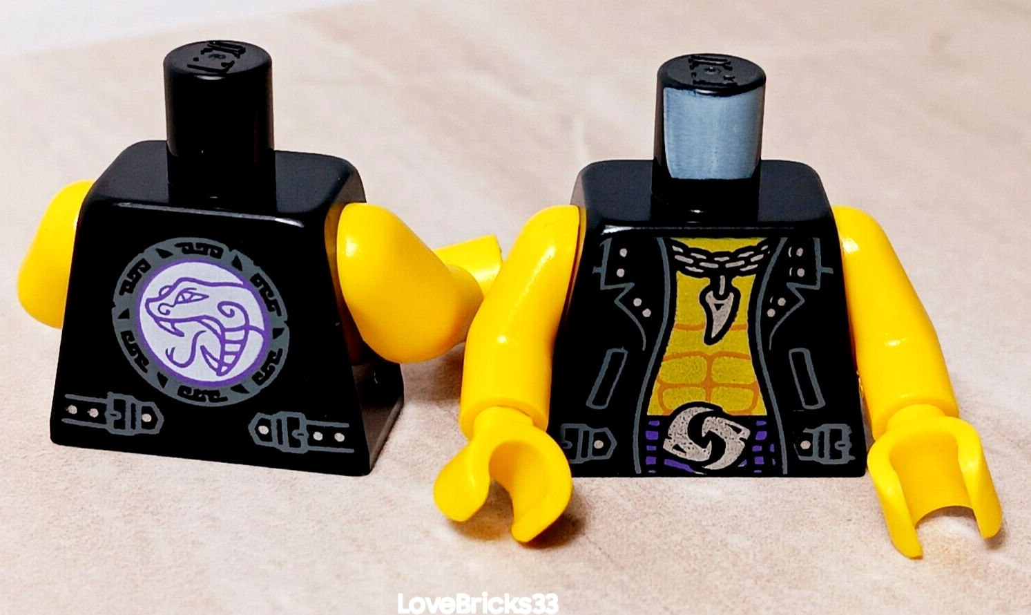 New LEGO Biker Leather Chest Torso Vest Tooth Claw Six Pack Snake Belt ...