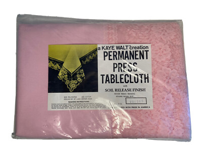 Pink Permanent Press Tablecloth Soil Release Finish 70” X 105” Lace ...