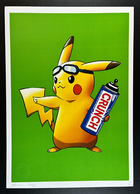 DEATH NYC 45x32cm Ltd Ed Signed Graffiti Pop Art Print, COA Pikachu ...