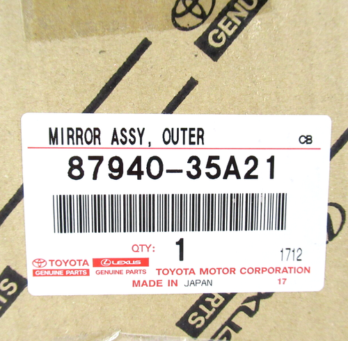 Genuine OEM Toyota 87940-35A21 Driver LH Side Mirror Assy 2010-2014 ...