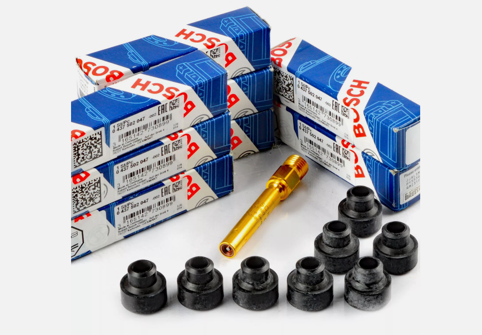 8x Bosch 0437502047 injector + holder for Mercedes 190 W201 W124 W126 ...
