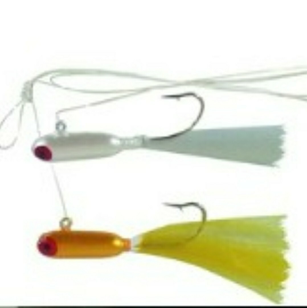 SPECK DOLPHIN, SEA TROUT SAND BASS REDFISH TWIN JIGS RIG 1/8 OZ TIED ON ...