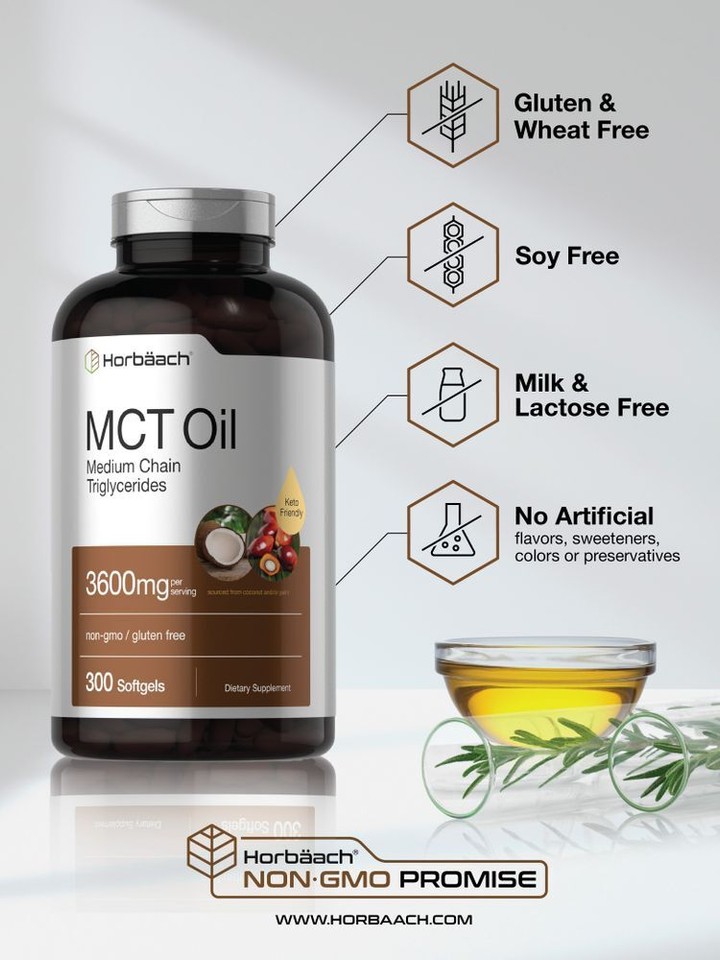 MCT Oil Softgels 3600 mg | 300 Softgels | Coconut Oil Pills | Keto | by ...