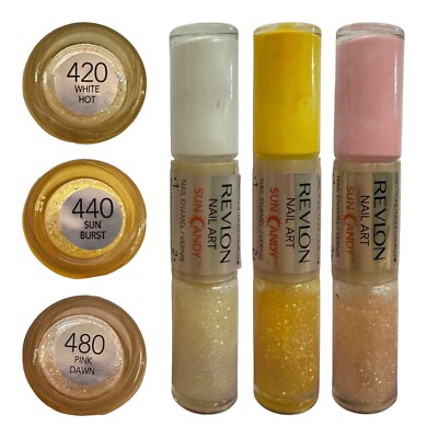 3 Pack Revlon Sun Candy Nail Art Dual Polish White Hot Sun Burst Pink ...