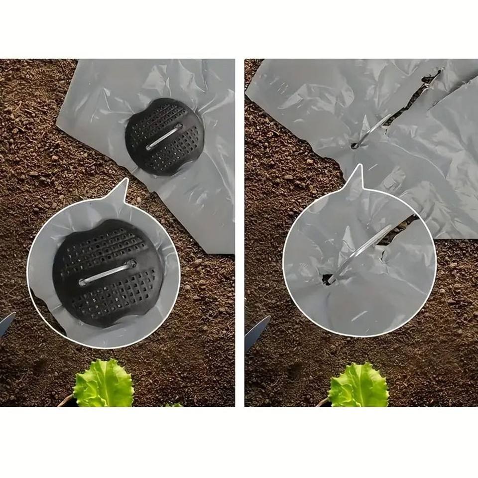 Efficient Gardening Tools Ground Peg Set with 50 Pegs and Rubber Hammer ...
