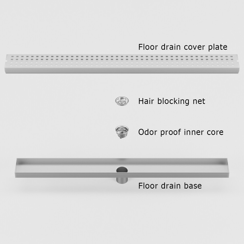 Invisible Linear Shower Floor Drain Square Rectangular Bathroom ...
