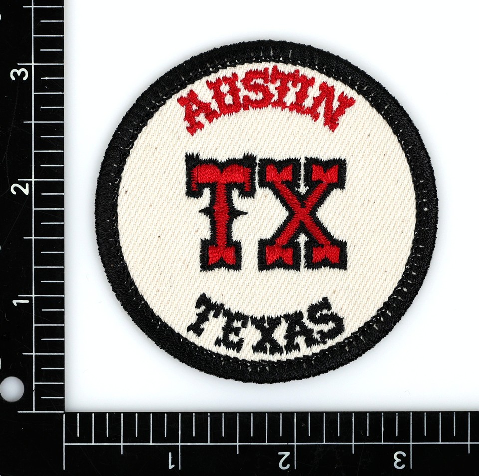 Austin Texas Embroidered Patch Natural Denim/Black Iron-On Sew-On ...