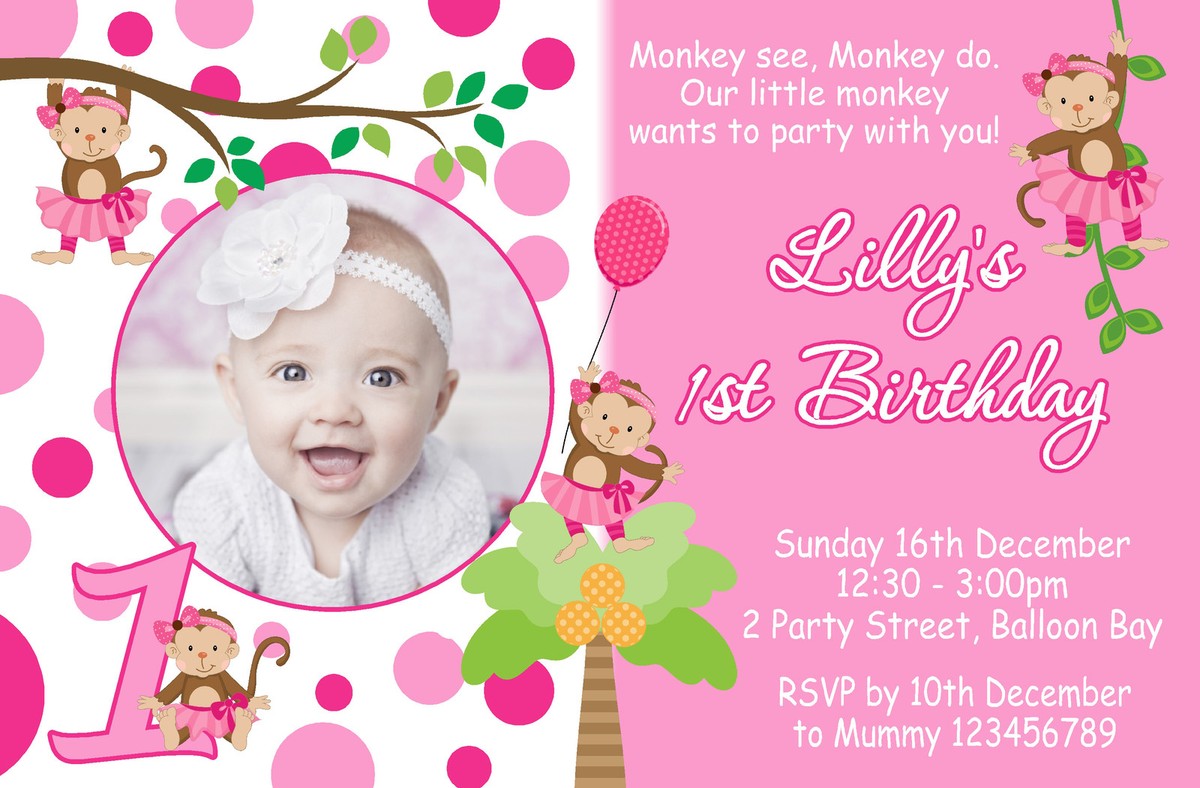 Monkey 1st Birthday Invite