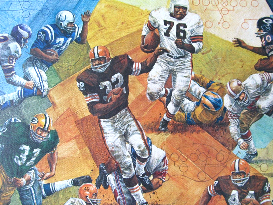 NFL HALL OF FAME RUNNING BACKS ART PRINT 24X36 JIM BROWN GALE SAYERS ...