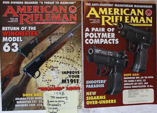 Vintage (8) American Rifleman Magazine NRA 1998 Issues Very Good ...
