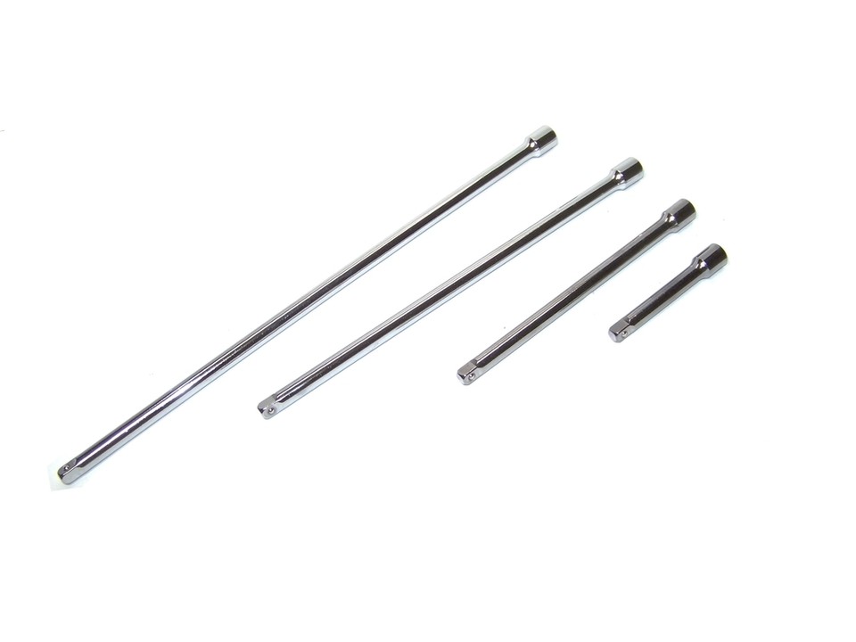 4 pc 1/4" Drive 3", 6", 9", 12" Long Chrome Extension Bar Set 1/4" DR ...