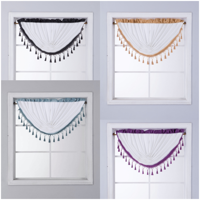 1PC AMY 2 SHADE ROD POCKET ROUND FAUX SILK SMALL WINDOW VALANCE SWAG ...