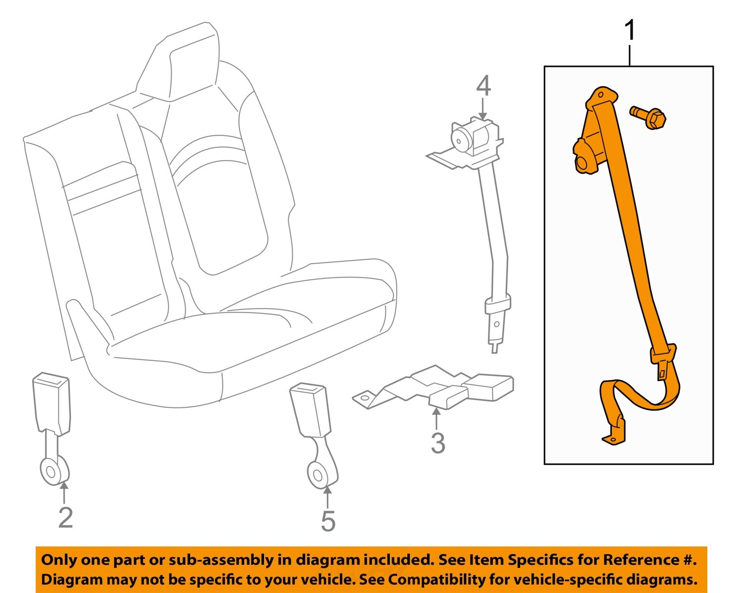 Buick GM OEM Third Row Seat-Restraint System-Outer Belt Assembly Left ...