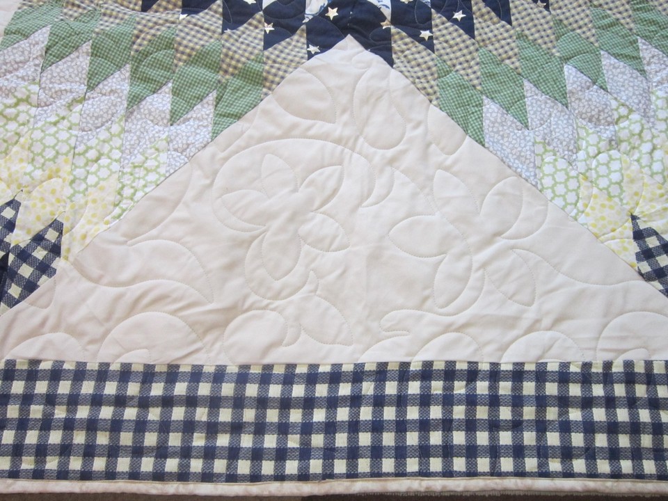 USA Handmade Queen Size Patchwork Quilt- Texas Star- 86" x 86" Green ...