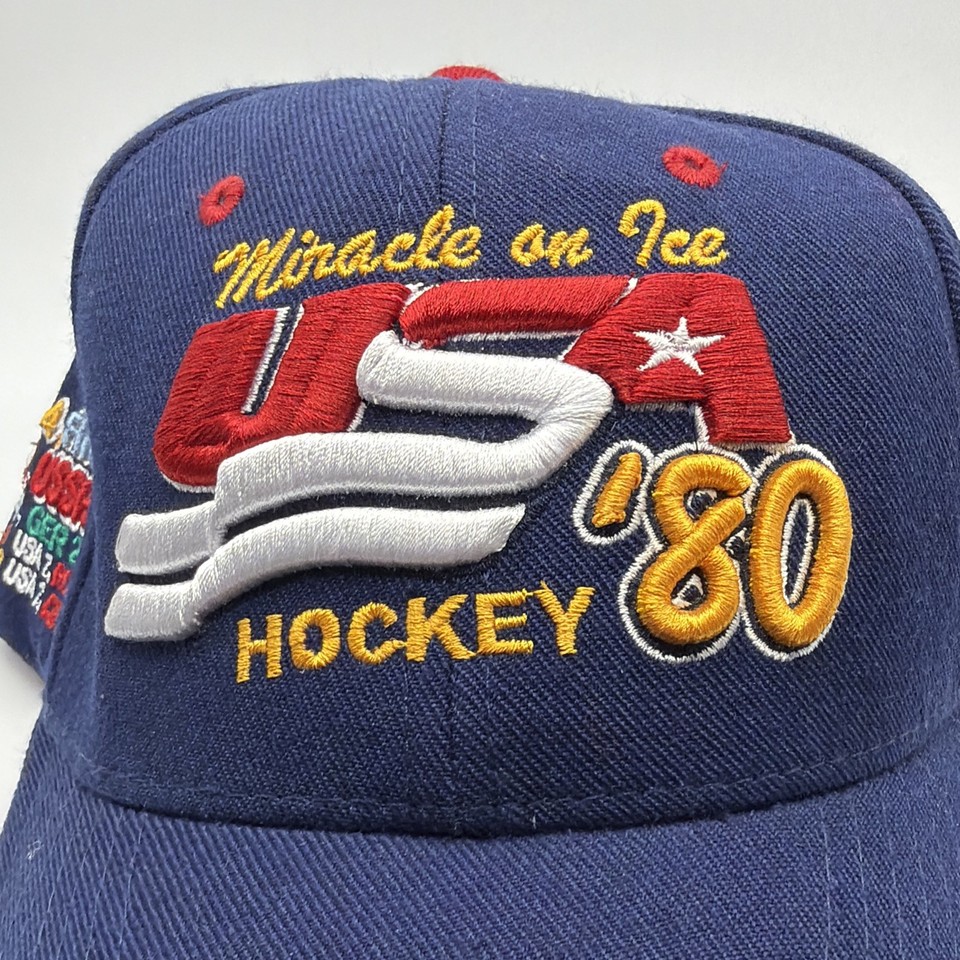 1980 Miracle on Ice USA Hockey Hat Zephyr Blue Adjustable Team USA ...
