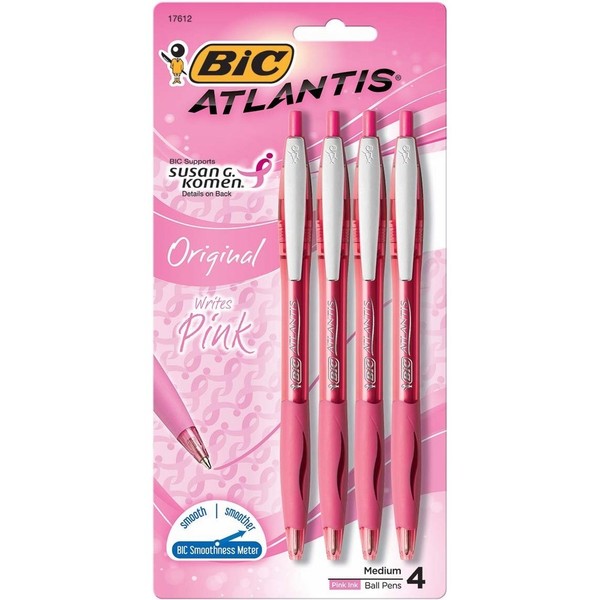 BIC Susan G Komen Atlantis Retractable Ball Pen, Medium Point (1.0 mm ...
