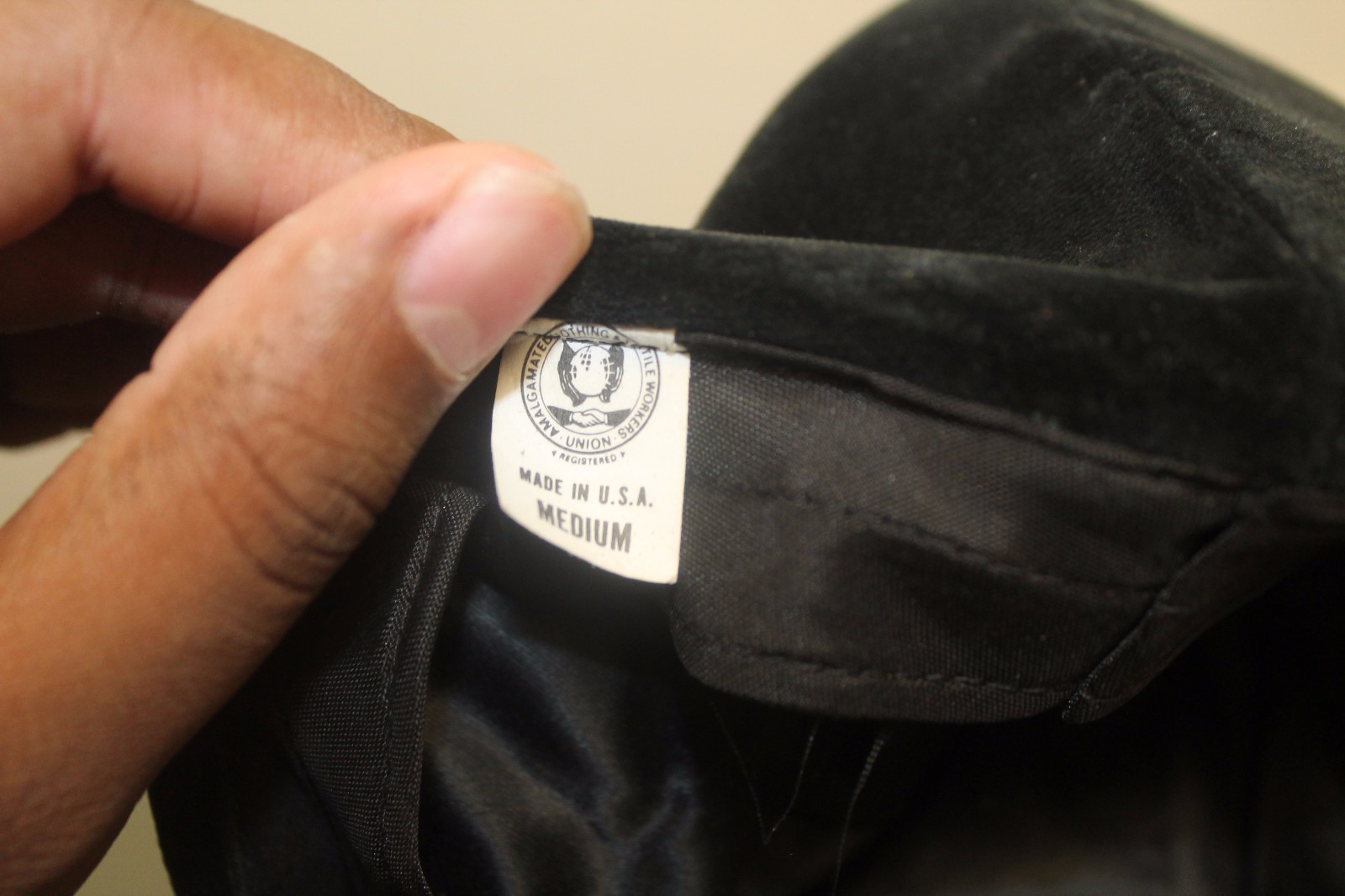 Vintage Amalgamated Clothing Textile Workers Union Black Suede Hat Size ...