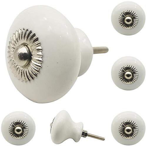 Pack of 6 Pcs Solid White Round Ceramic Knobs for Drawer and Cabinets | eBay