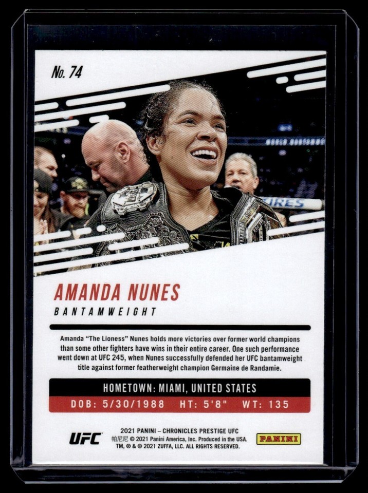 2021 Panini Chronicles UFC Prestige Asia Amanda Nunes #74 | eBay