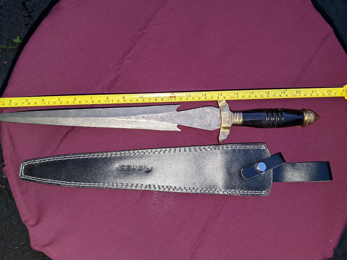 Pioneer Custom Hand Forged 15-inch Blade Dagger Pre-Loved Displayed But ...