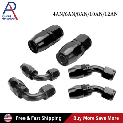 2Pcs AN6/AN8/AN10/AN12 Swivel Hose End Fitting Adapter Oil/Fuel/Gas ...