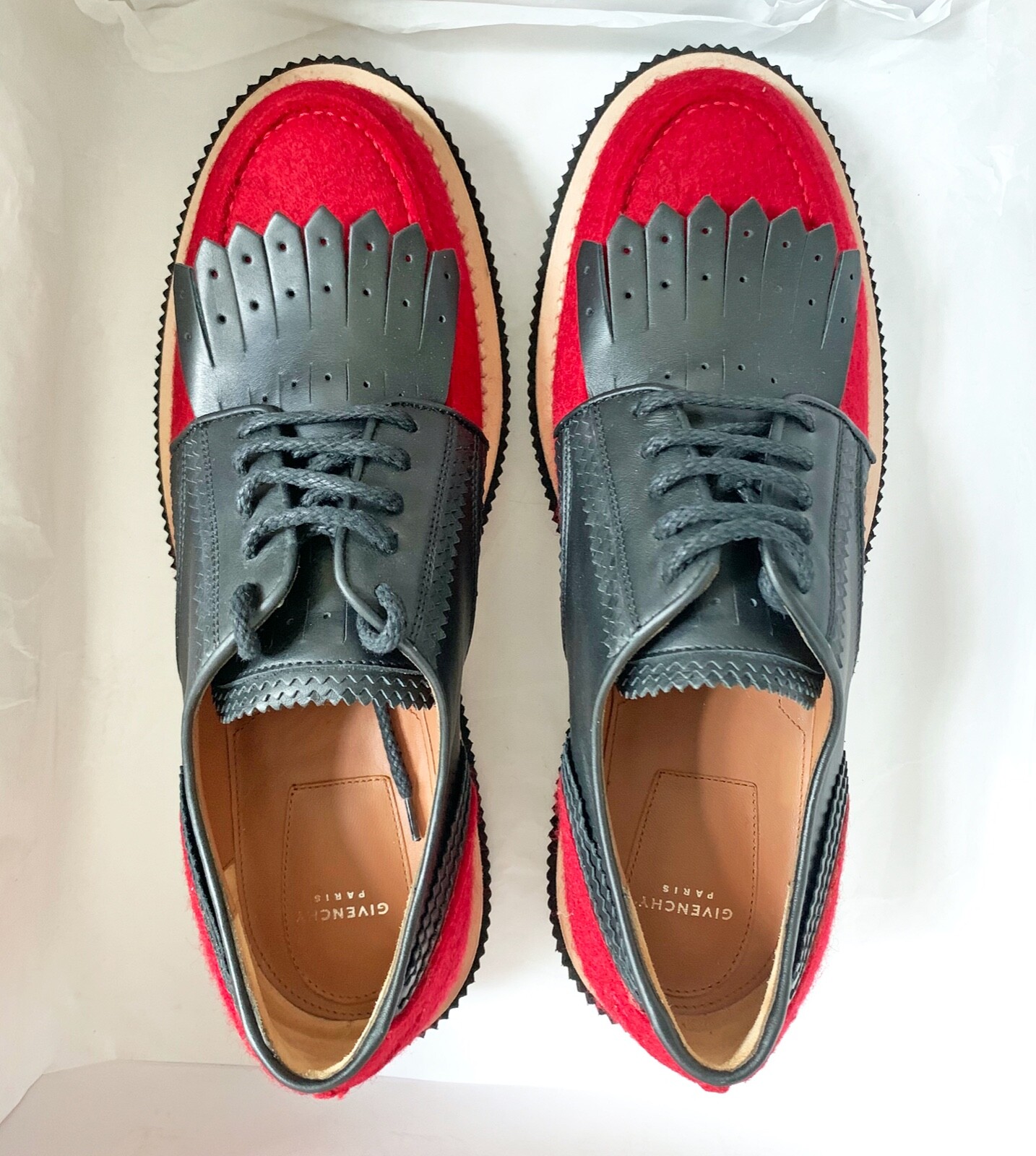 $895 Givenchy Masc Rottweiler Lace Up Wool Leather Derby Oxfords Red ...