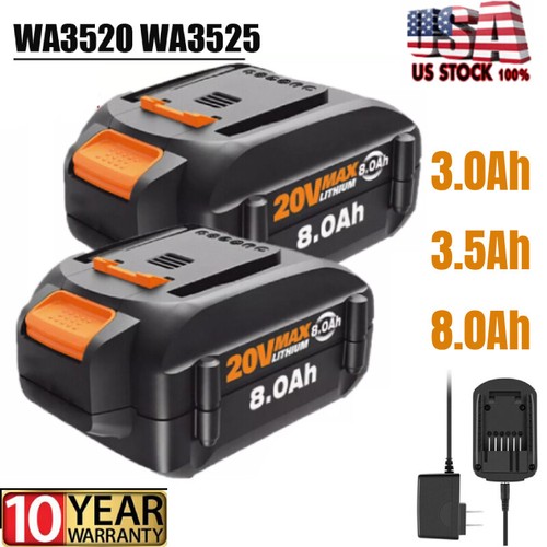 NEW For WORX WA3525 20V 8.0Ah 3.0Ah Max Lithium Battery Power Tools ...