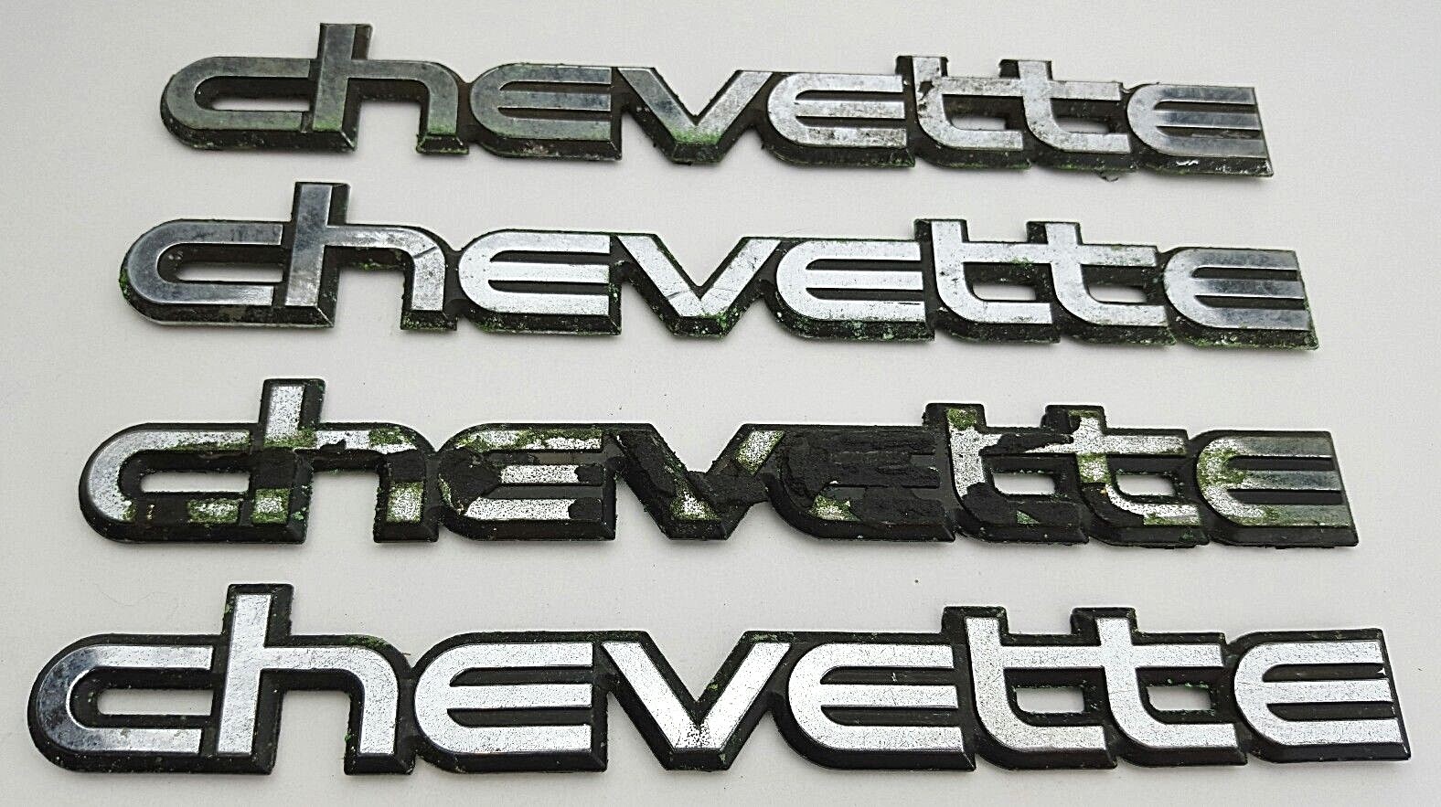 (4) Vintage Chevrolet Chevette Emblem Script Badge Logos Plastic OEM 8. ...