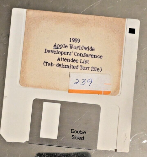1989 Apple Worldwide Developers Conference 3.5 inch Diskette with Text ...