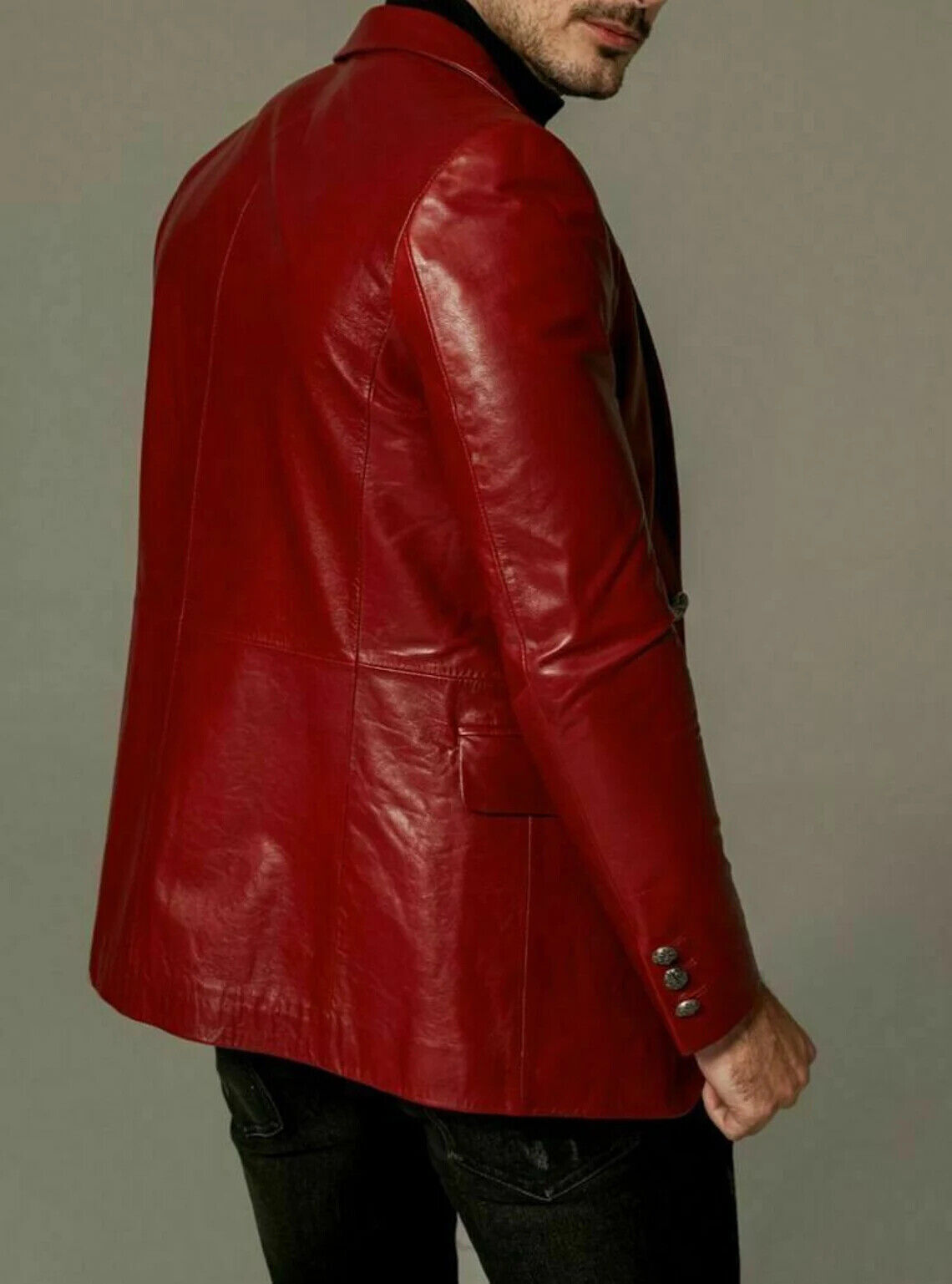 CELEBRITY New Men's Dark Red Blazer 100% Soft Sheepskin Stylish Slim ...