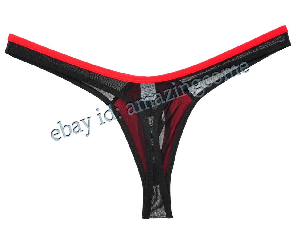 Updated Men Mesh Thong G-string Bikini Underwear Out Ring Pouch T-Back ...
