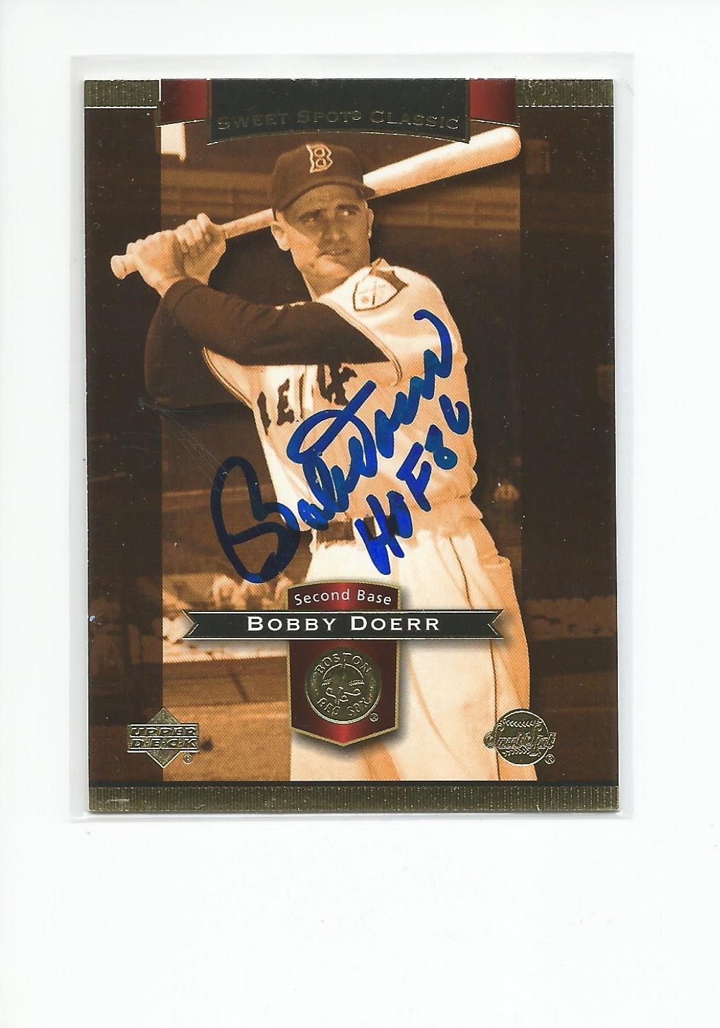 BOBBY DOERR Autographed Signed 2003 UD Sweet Spot card w HOF Boston Red ...