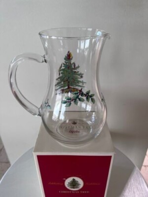 SPODE Christmas Tree Glass Pitcher 44 OZ beverage juice milk box new | eBay