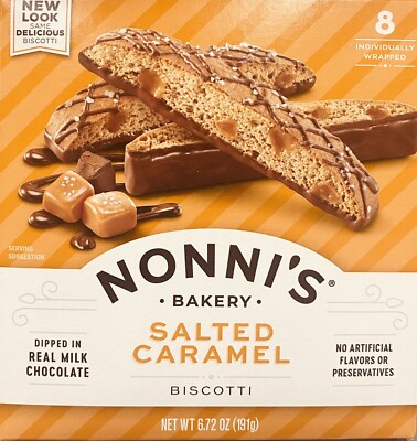 Nonni's Bakery SALTED CARAMEL Biscotti Nonnis Real Milk Chocolate 6.72 ...
