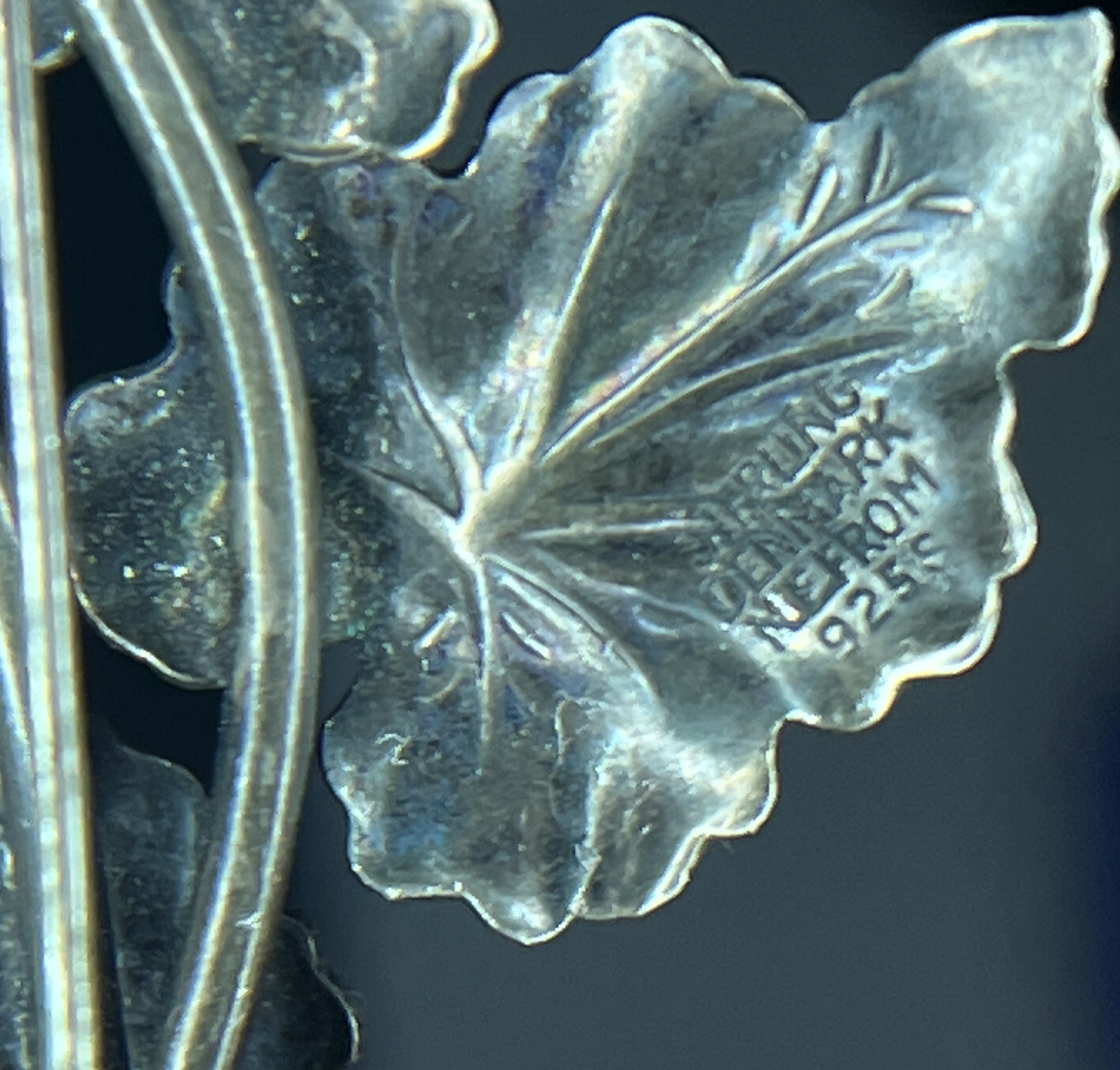 STERLING SILVER BROOCH/PIN FLOWER/LEAF NEFROM DENMARK MODERNIST VINTAGE ...