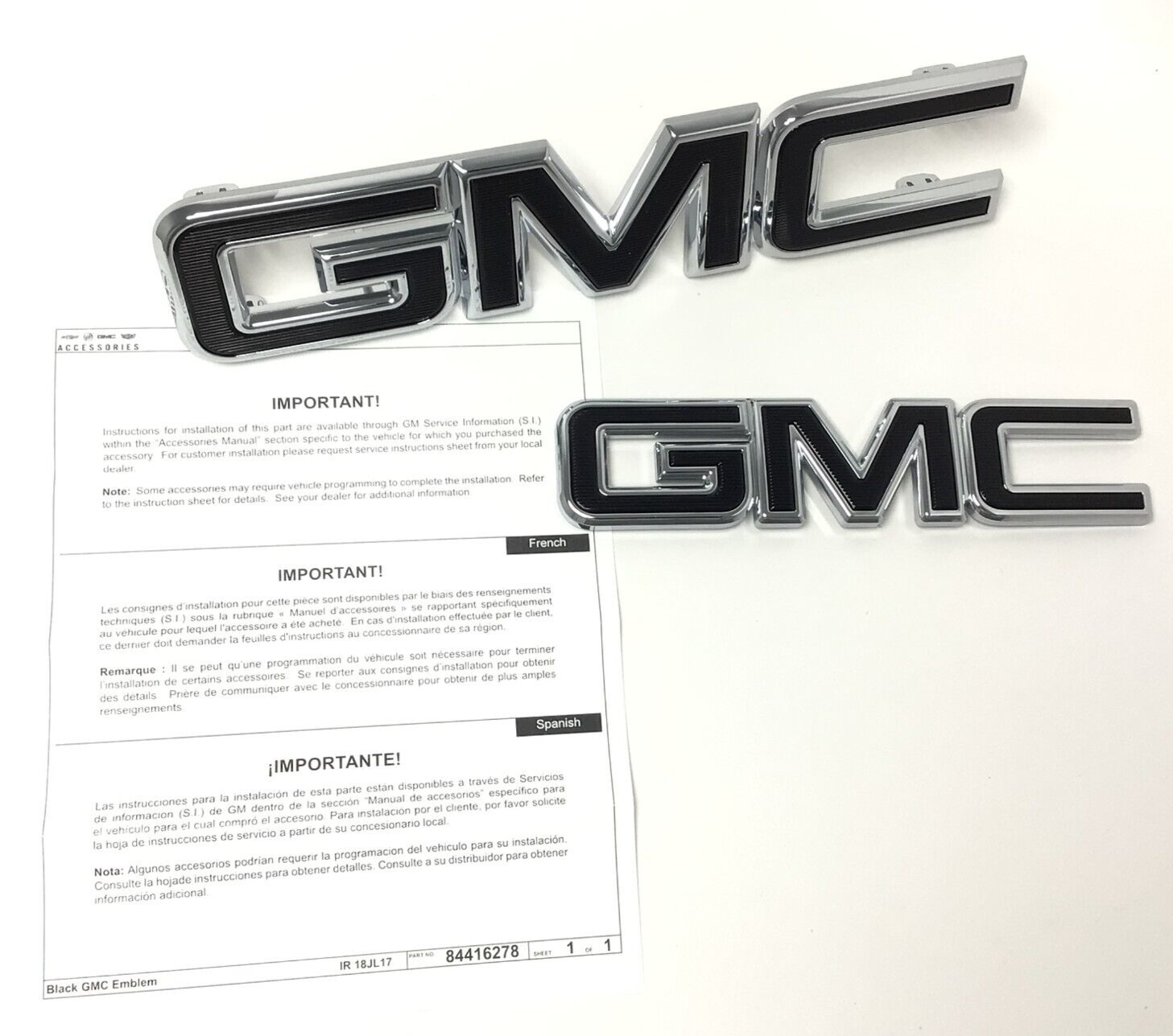 2018 - 2021 GMC Terrain Front Grille Rear LiftGate Black Emblem GM ...