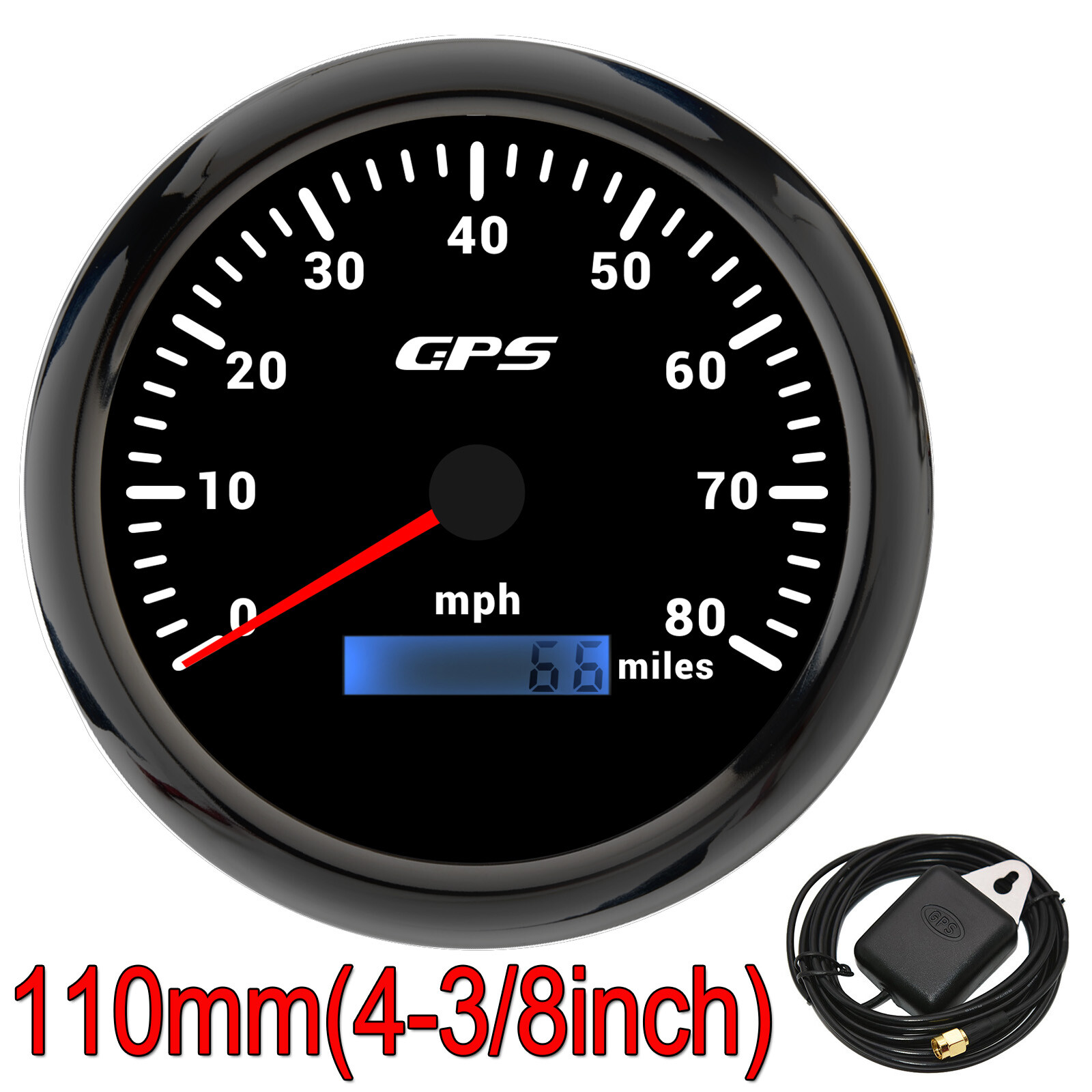 110mm GPS Speedometer 0-80MPH Gauge 7 Colors LED For Car Boat Truck ...