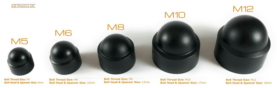 M5 M6 M8 M10 M12 M16 Plastic Dome Nut Protection Cap Covers TRADE PACK ...