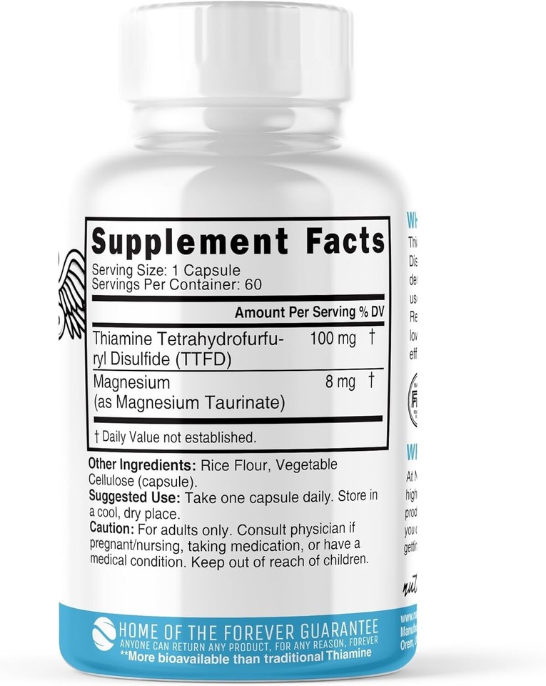 TTFD Thiamine B1 Supplement - 100Mg 60 Servings - Thiamine TTFD ...