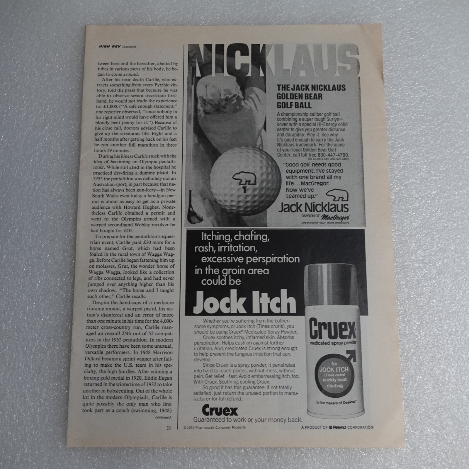 Vintage Print Ad Cruex Medicated Spray Powder Sports Illustrated Feb 17 ...